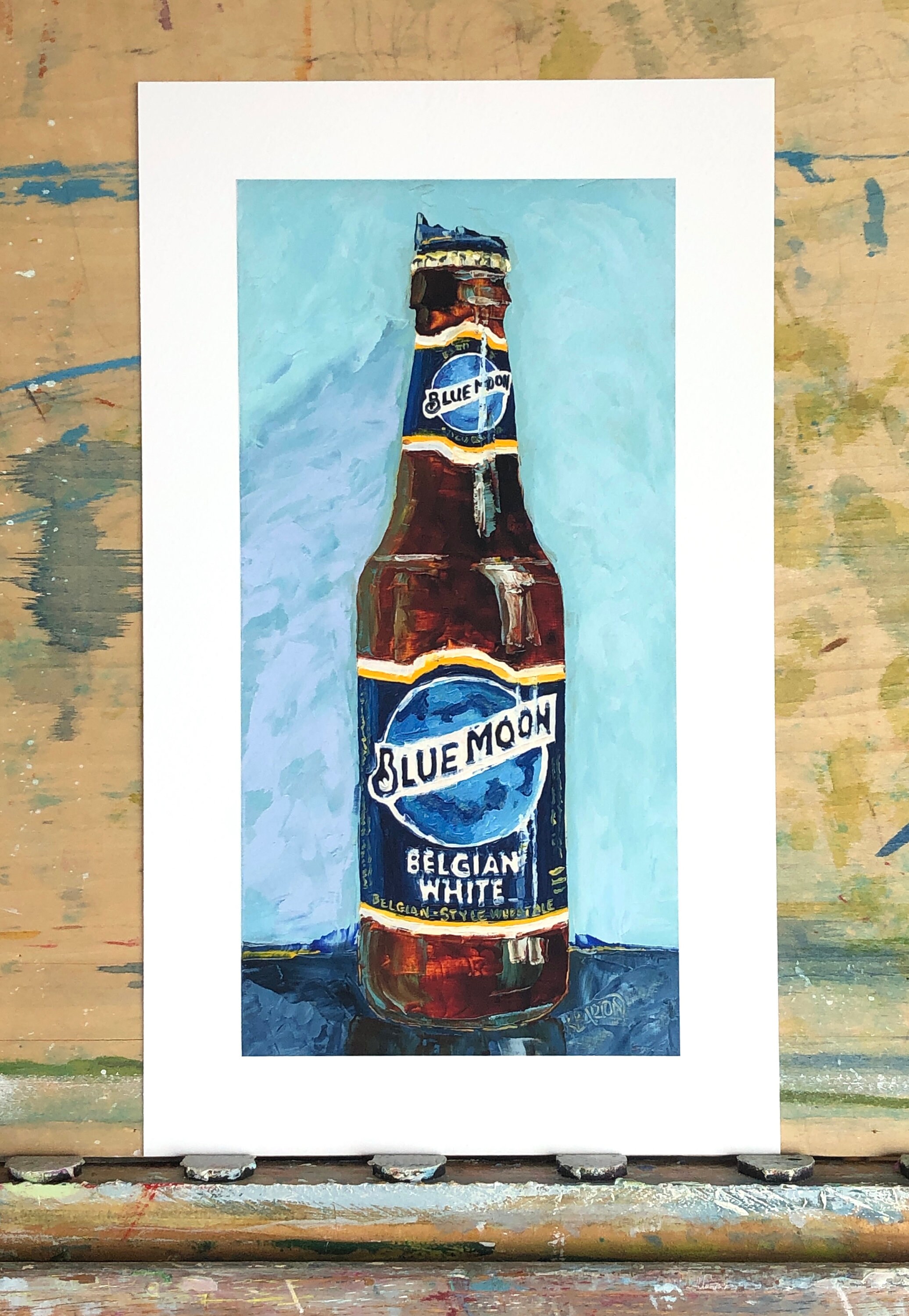 Blue Moon Beer Bottle Painting