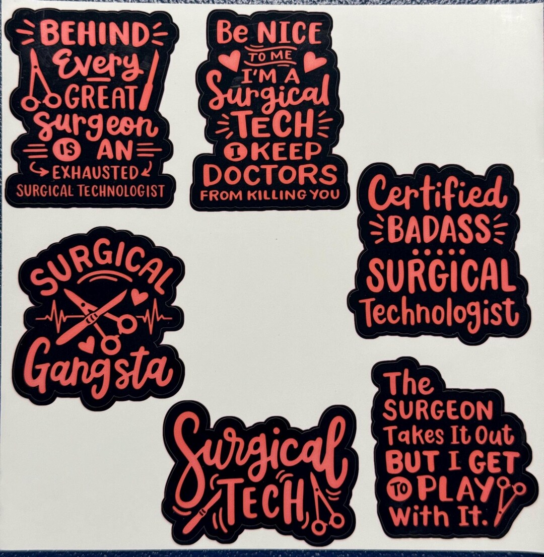 Surgical Tech Stickers, Cute Decal for A Laptop, Water Bottle, Car ...