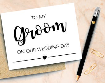 To My Groom on Our Wedding Day Printable Digital Card, Elegant Wedding ...