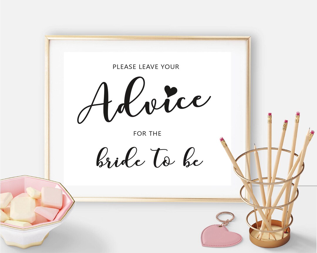 Bridal Shower Sign, Advice for the Bride to Be Sign, Bridal Shower ...