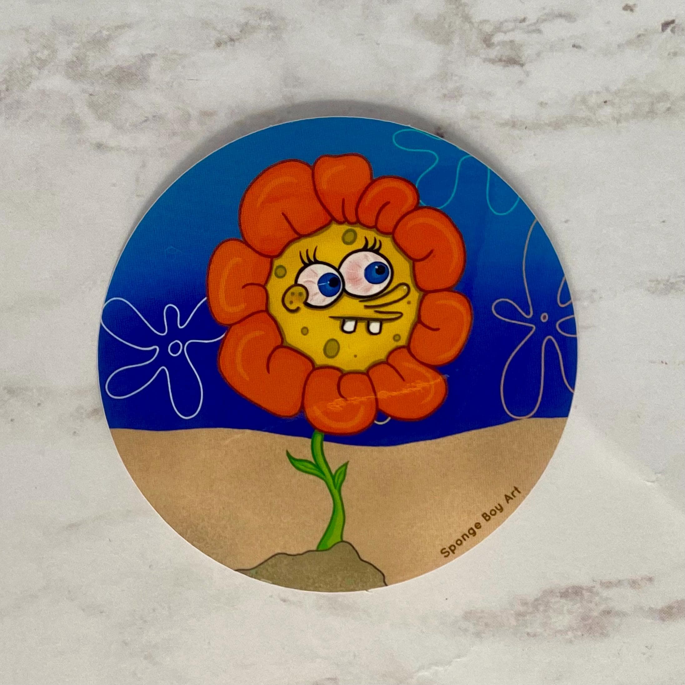 Spongebob Flower Meme Vinyl Sticker Original Digital Illustration ...