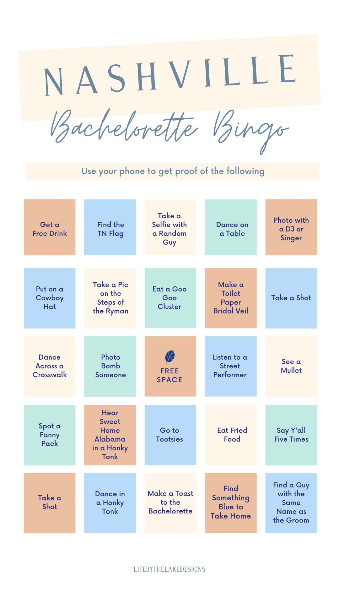 Nashville Bachelorette Bingo Printable | Etsy