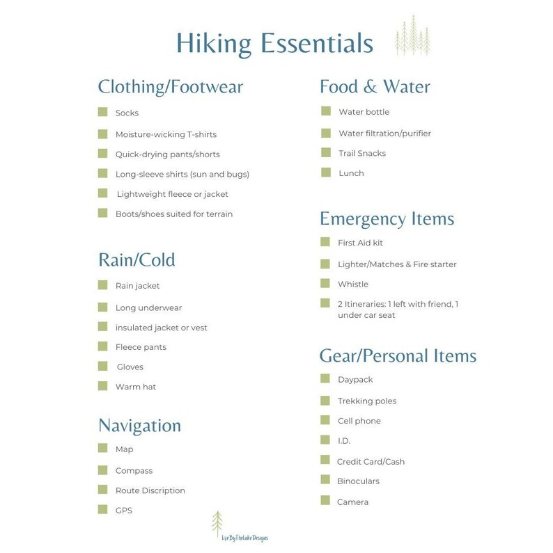 Day Hike Essentials Checklist - Etsy UK