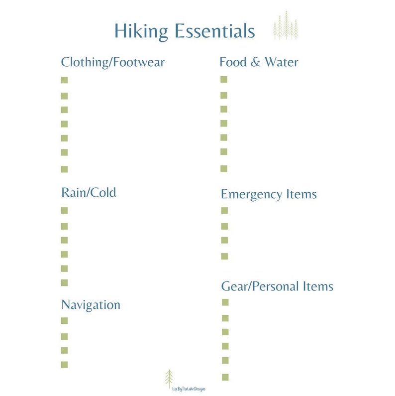 Day Hike Essentials Checklist - Etsy UK