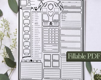 Dnd Character Sheet Gods Minimal 5e Dungeons and Dragons Character ...