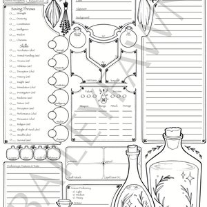 The Alchemist's Character Sheet // DND 5e Fillable PDF - Etsy