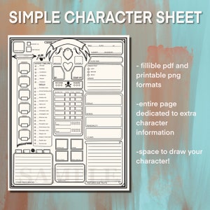 Simple Dungeons and Dragons Character Sheet // DND Character - Etsy Canada