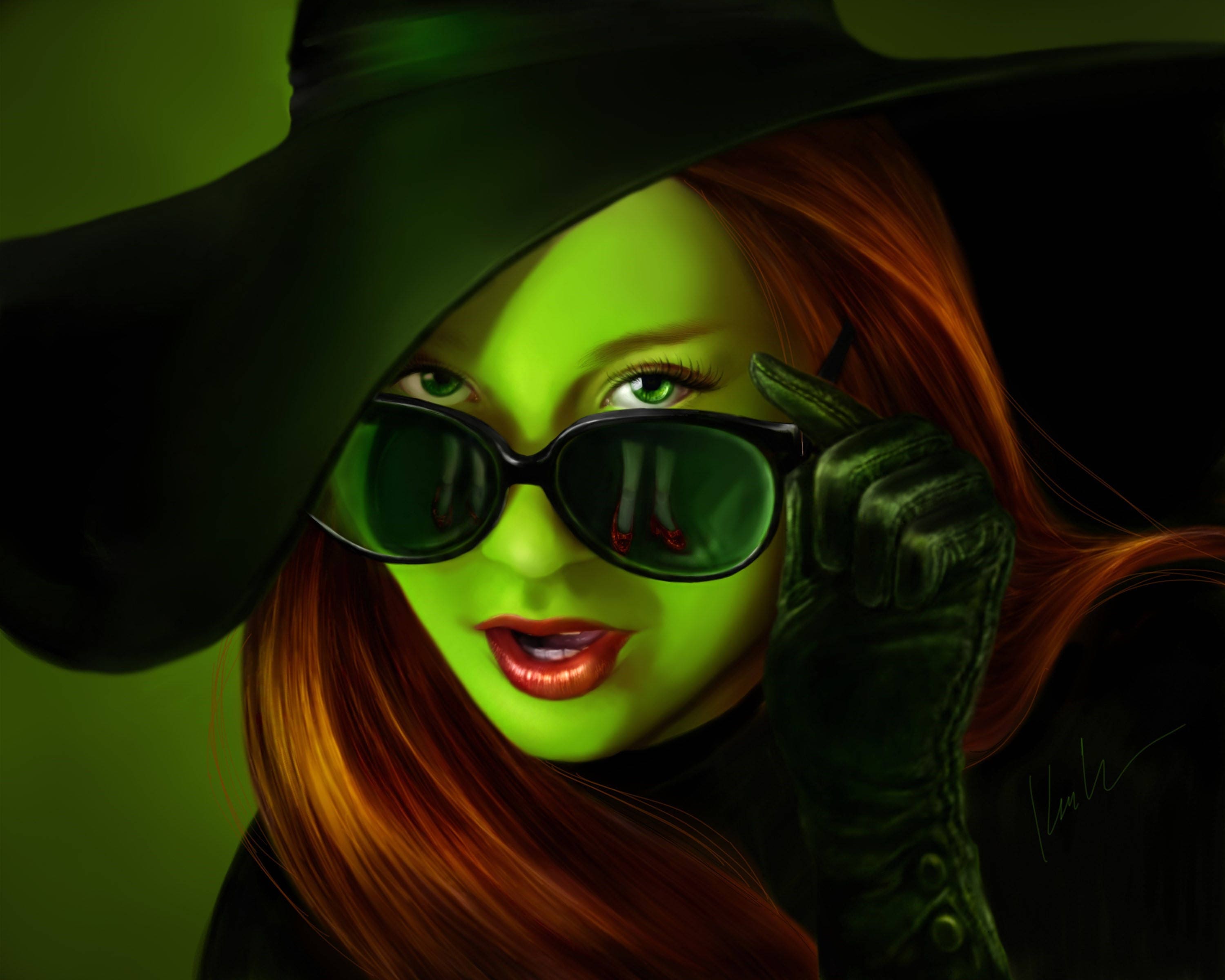 Wicked Glasses, Original Painting, Giclee Print, Wicked Witch, Green ...