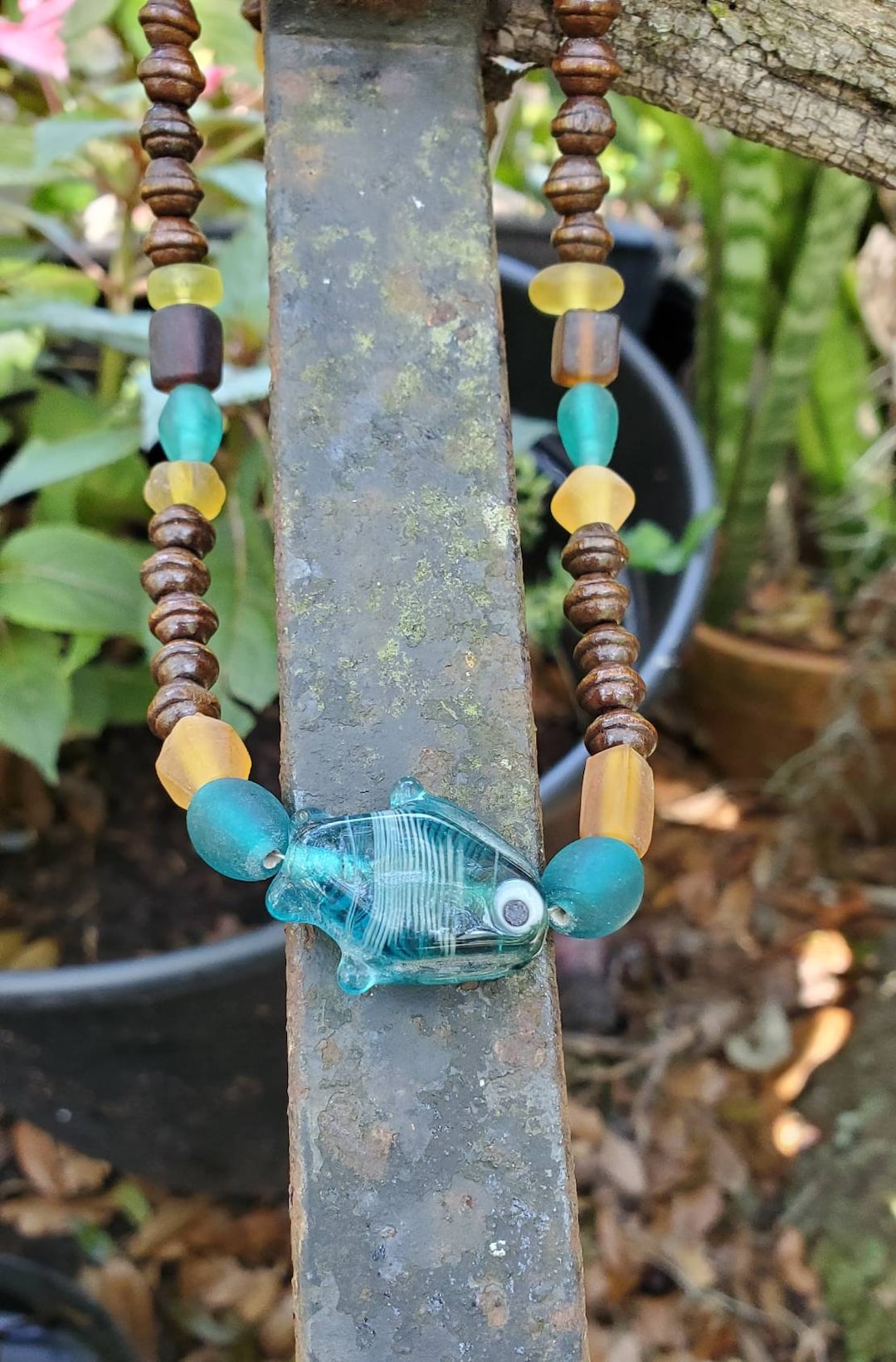 Glass Fish Beaded Necklace - Etsy