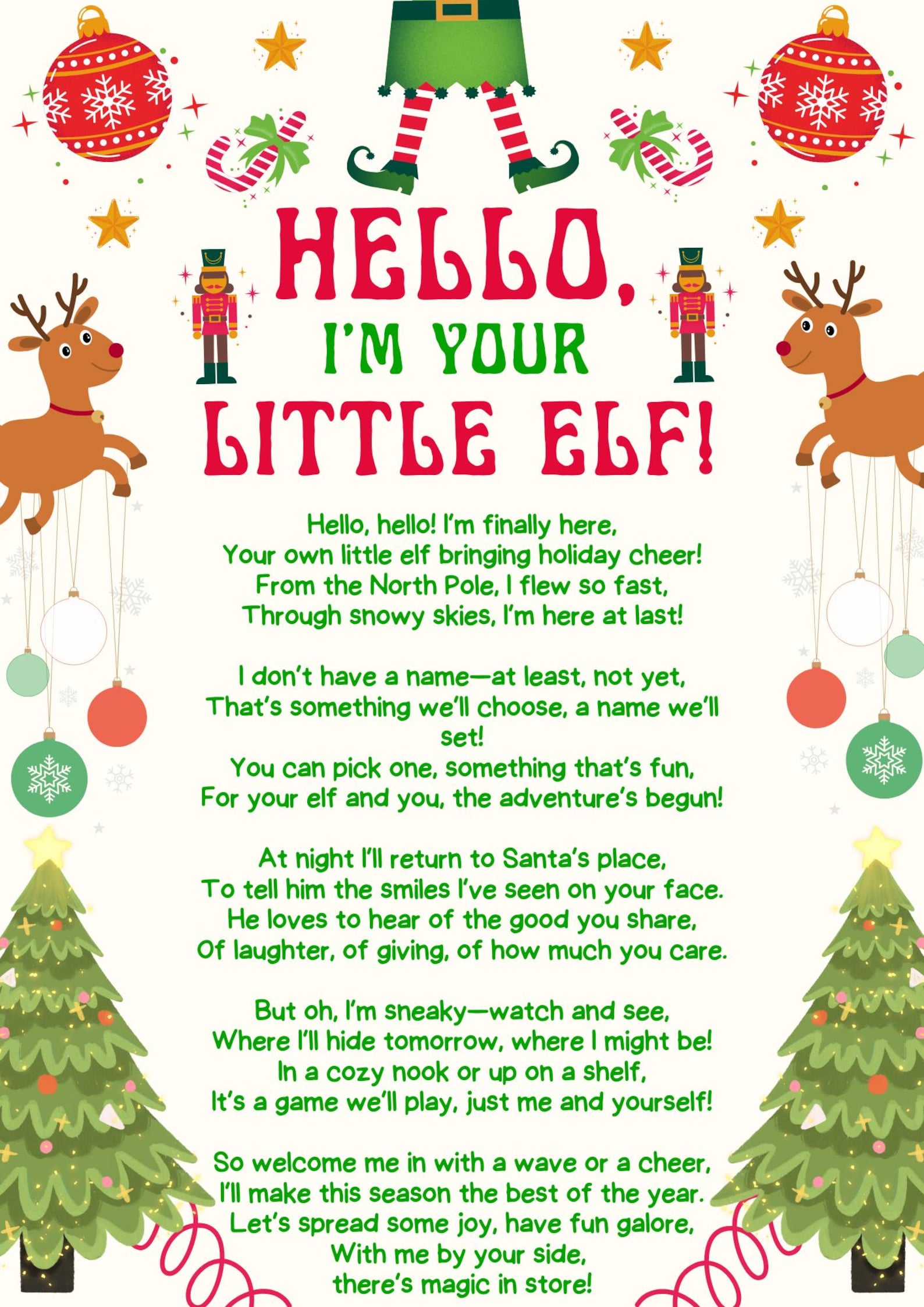 Letter From Elf Holiday Template, 1st Time Elf Introduction, Elf ...