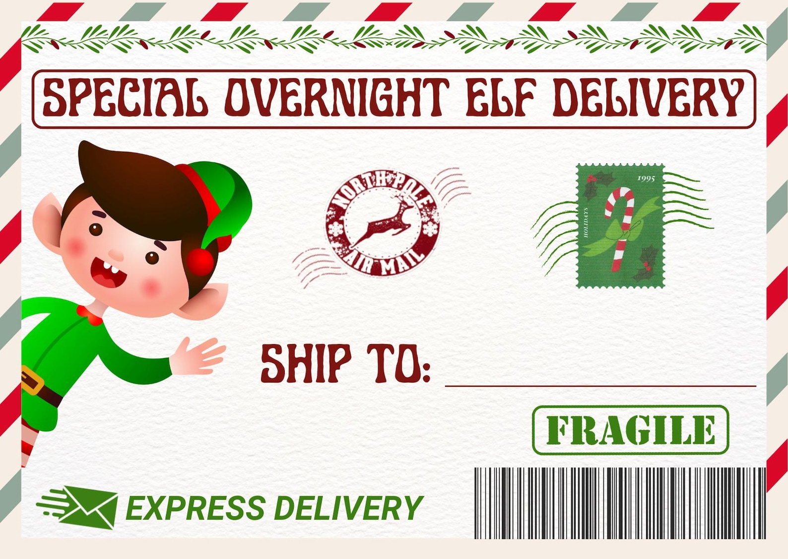 Elf Arrival Envelope, Printable Envelope Elf, Christmas Elf, Elf Prop ...