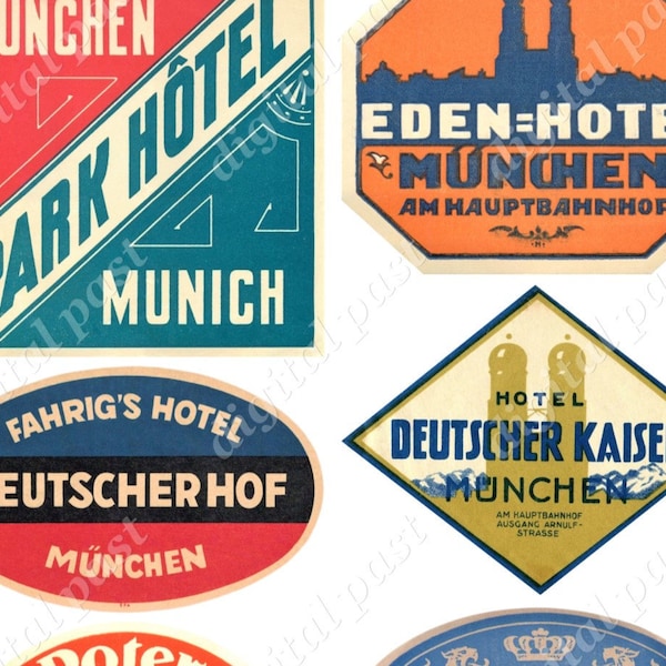 MERMAID HOTEL Luggage Labels Printable Collage Sheet Download ...