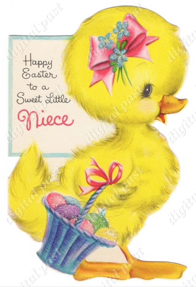 Vintage EASTER Card Download - Happy Easter to a Sweet Little Niece ...
