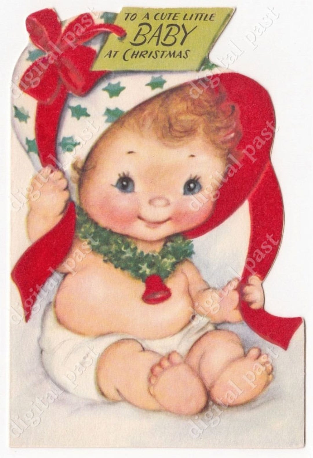 Retro Christmas Card Clipart - Instant Digital Download - Vintage ...