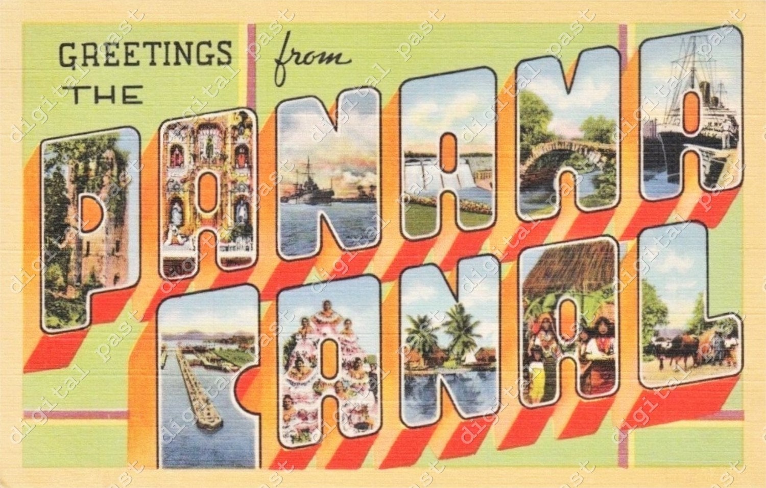 Greetings From the Panama Canal Postcard Image ~ DIGITAL DOWNLOAD ...
