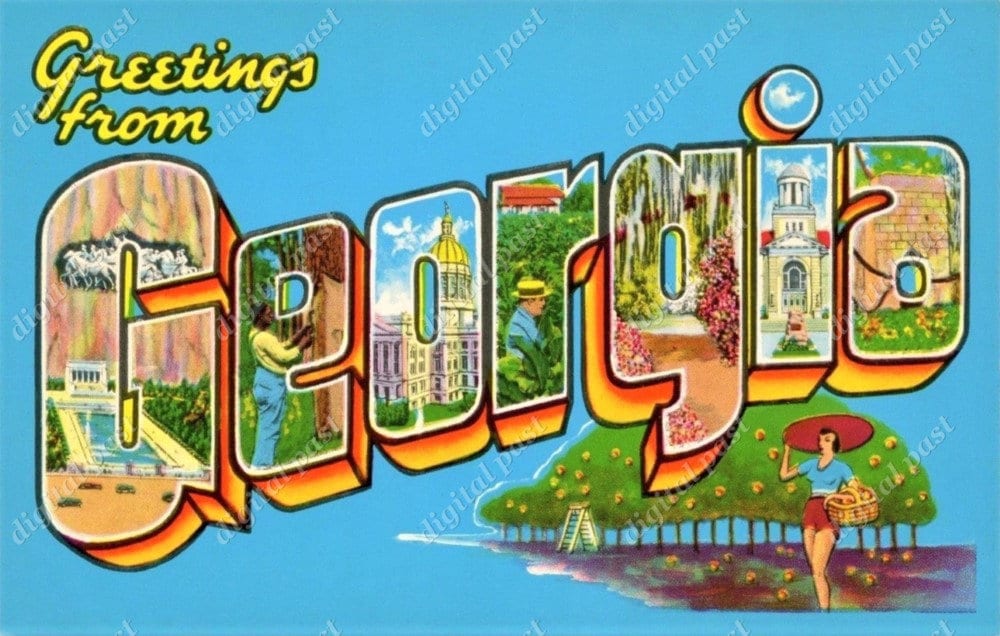 GEORGIA Large Letter Postcard - INSTANT DOWNLOAD - Vintage Postcard ...