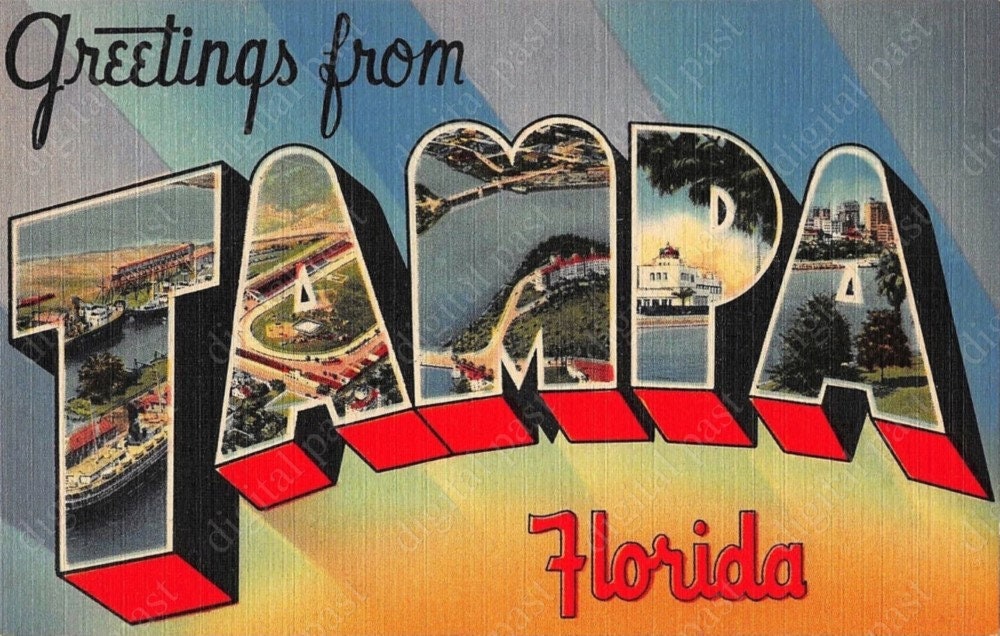 Greetings From Tampa Florida Printable Postcard ~ INSTANT DOWNLOAD ...