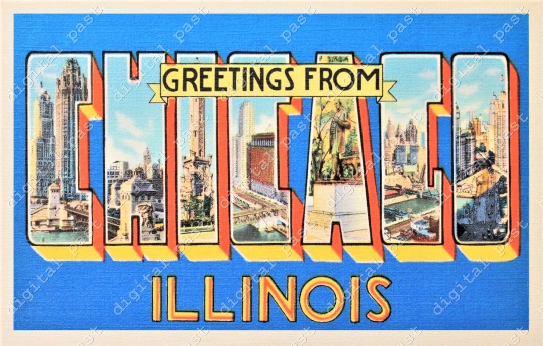 Greetings From CHICAGO Illinois Postcard Image ~ DIGITAL DOWNLOAD ...