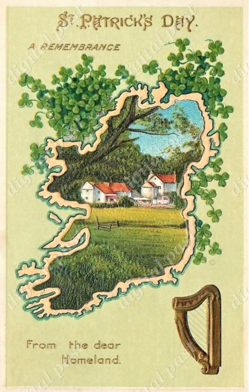 Vintage ST PATRICKS DAY Postcard Image - Instant Download Printable ...