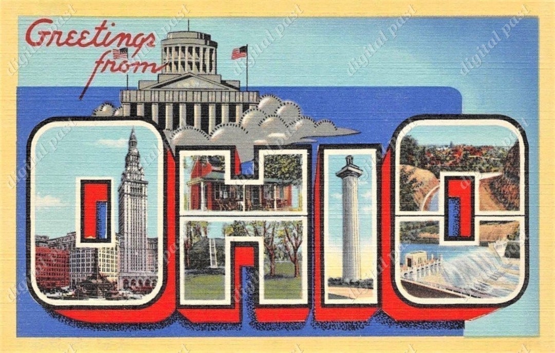 Greetings From Ohio Vintage Postcard - INSTANT DOWNLOAD - Antique ...