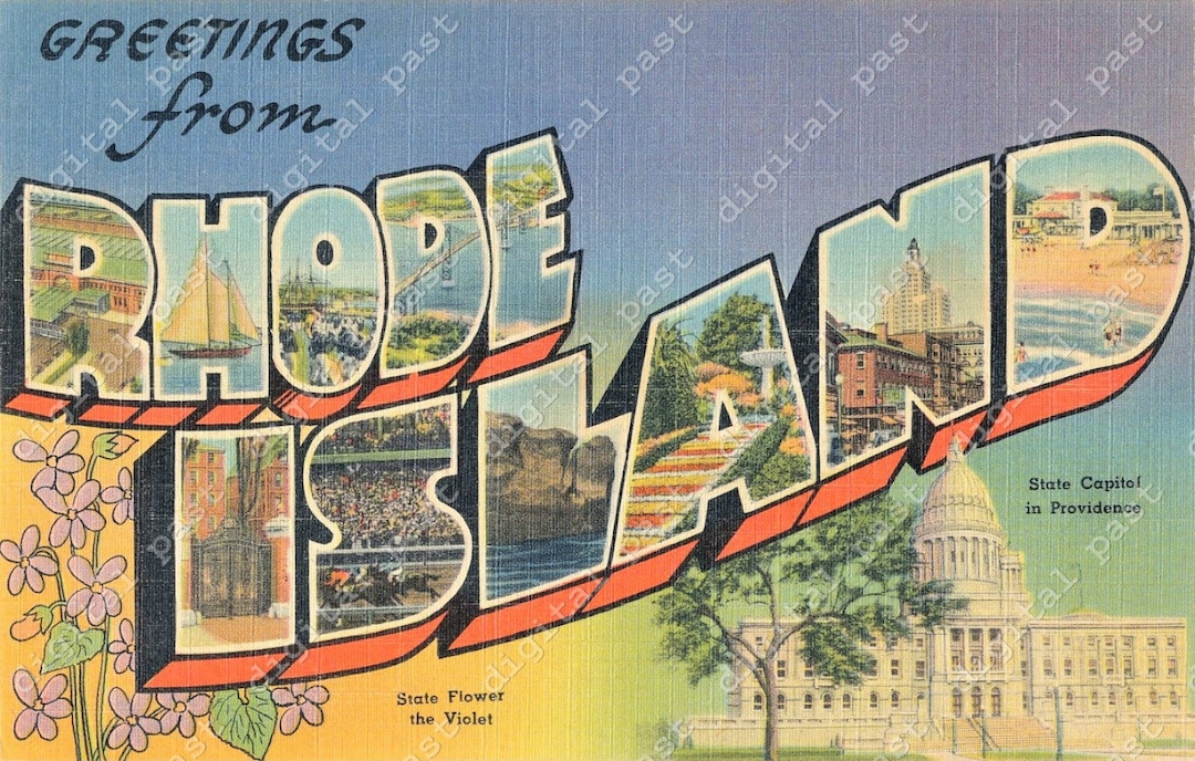 Greetings From Rhode Island Vintage Postcard - INSTANT DOWNLOAD ...