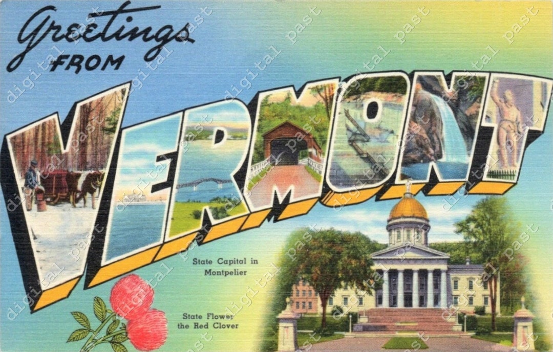 Greetings From VERMONT Postcard Image ~ DIGITAL DOWNLOAD ~ Vintage ...