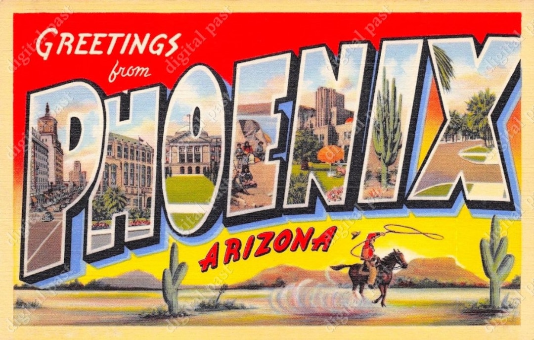 Greetings From PHOENIX Arizona - Big Letters Postcard - INSTANT ...