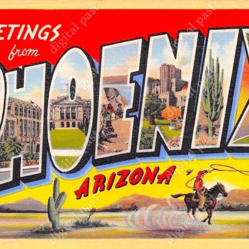 ARIZONA Big Letters Vintage Postcard INSTANT DOWNLOAD - Etsy