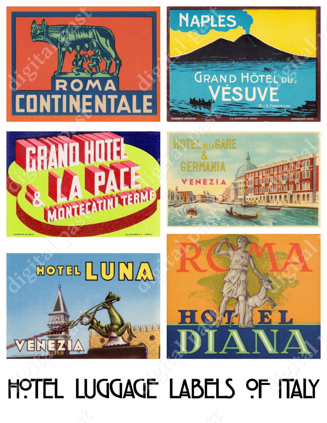 Hotel ITALY - Digital Download, Printable Collage Sheet - Collection of ...