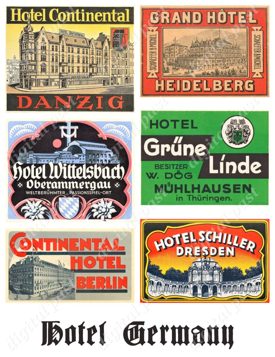 HOTEL GERMANY - Printable Collage Sheet Download - Collection of ...