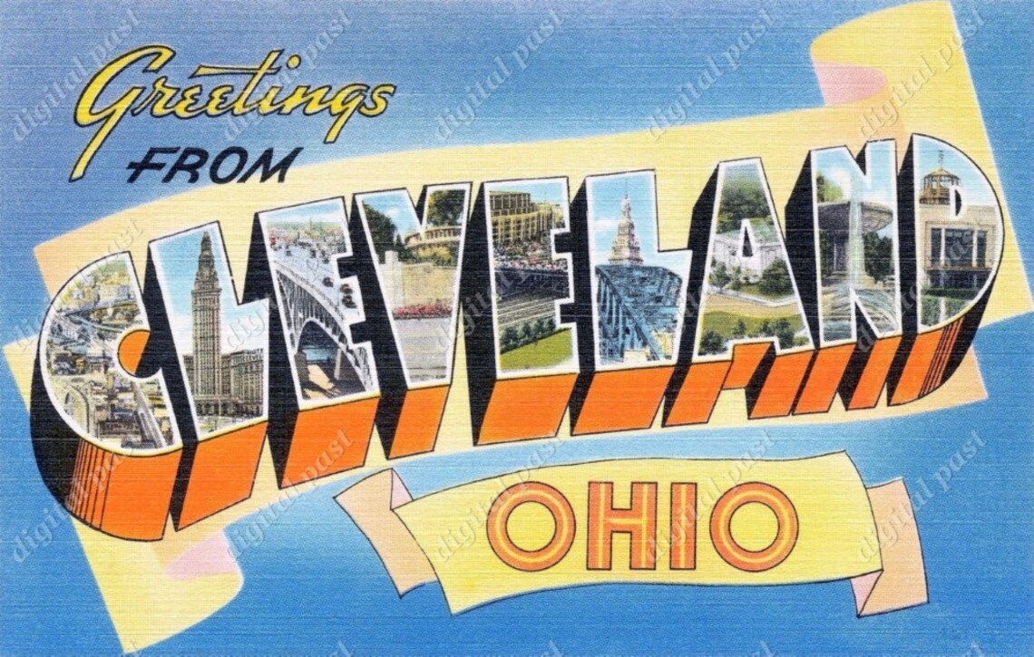 Greetings From Cleveland Ohio Postcard Clip Art INSTANT - Etsy