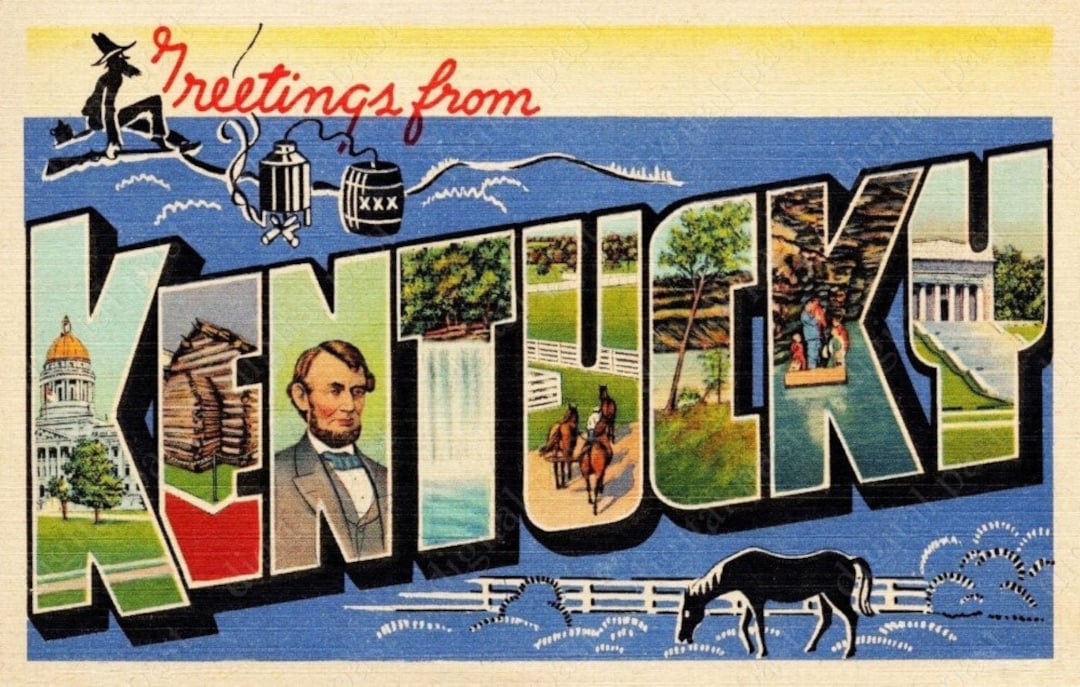Greetings From KENTUCKY ~ Downloadable Postcard Image ~ Large Letter ...