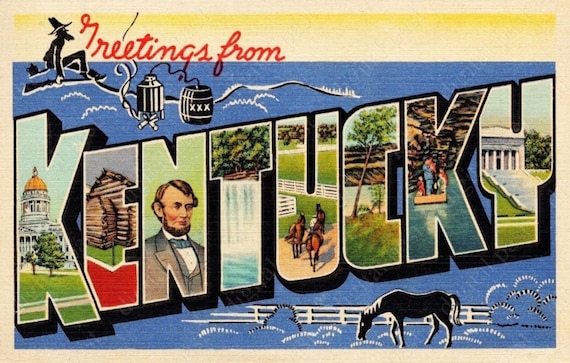 Greetings From KENTUCKY Downloadable Postcard Image Large | Etsy