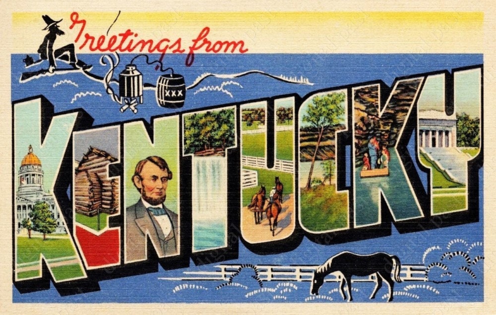 Greetings From KENTUCKY ~ Downloadable Postcard Image ~ Large Letter ...