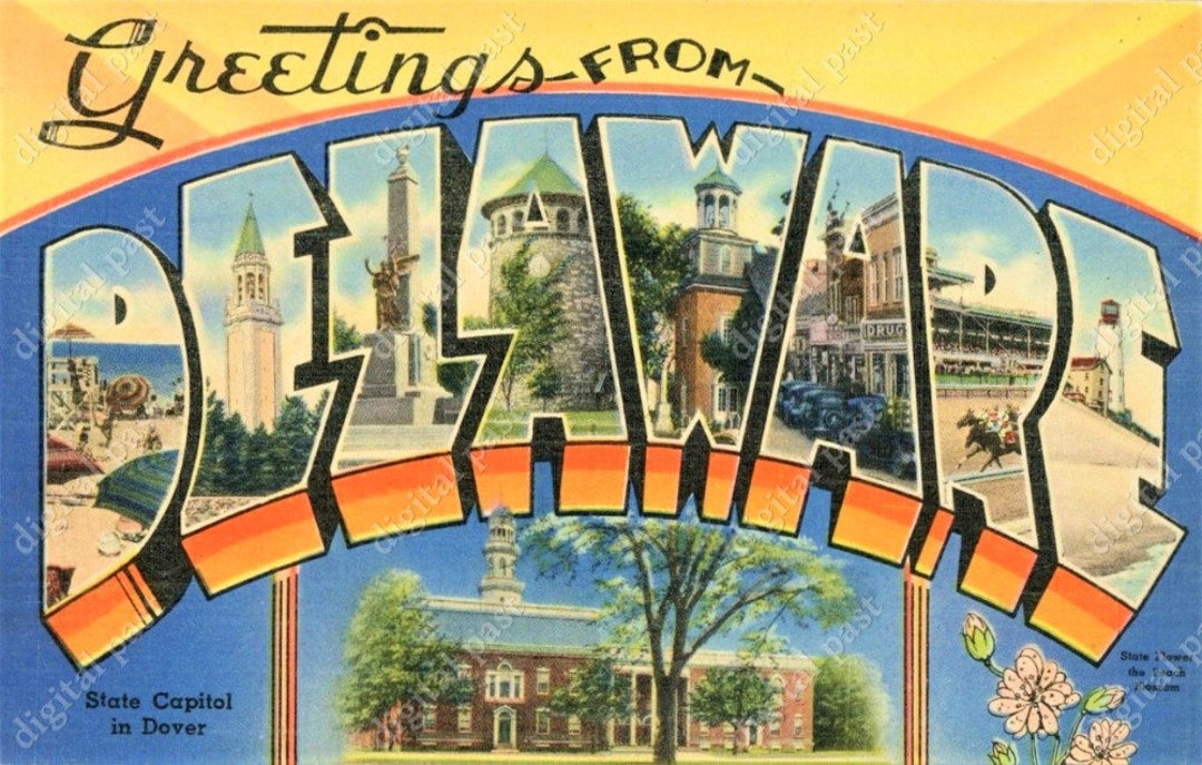 Greetings From Delaware Vintage Postcard - INSTANT DOWNLOAD - Antique ...