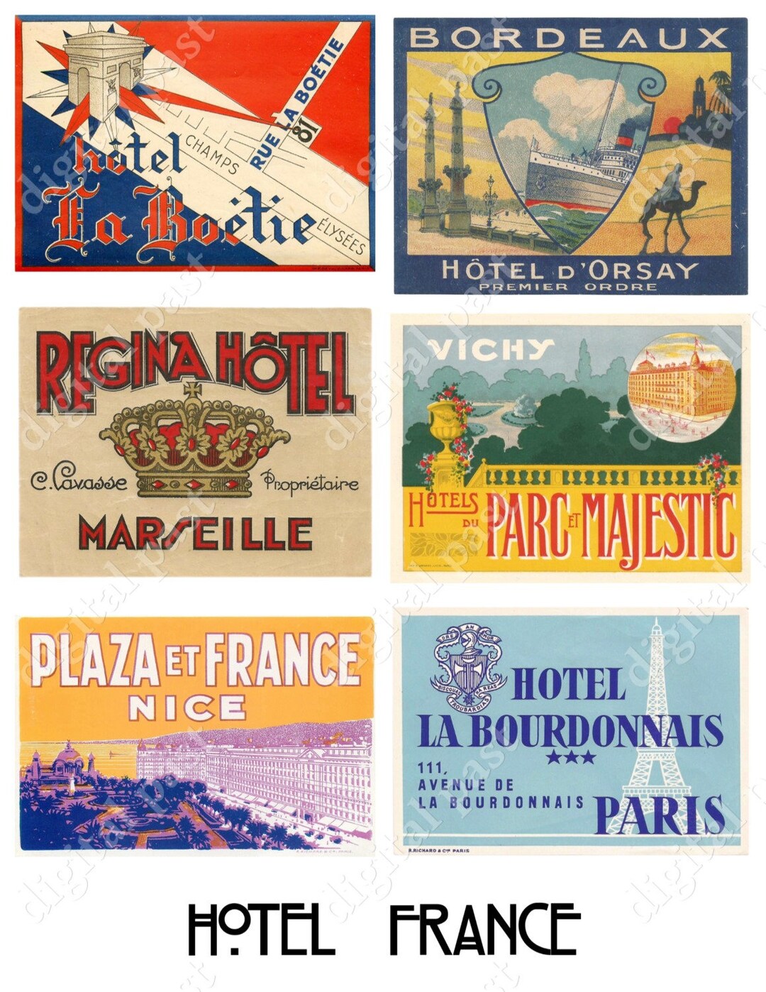 Hotel FRANCE - Digital Download, Printable Collage Sheet - Collection ...