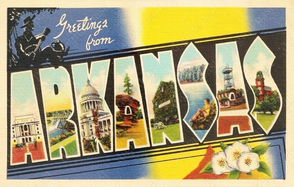 ARKANSAS Large Letters Printable Postcard INSTANT DOWNLOAD Retro ...