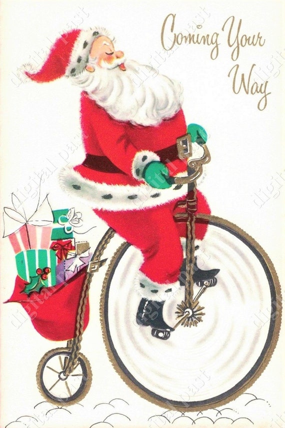Retro Christmas Card Clipart Instant Digital Download | Etsy