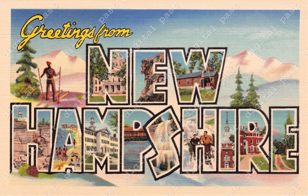 Greetings From New Hampshire Vintage Postcard - INSTANT DOWNLOAD ...