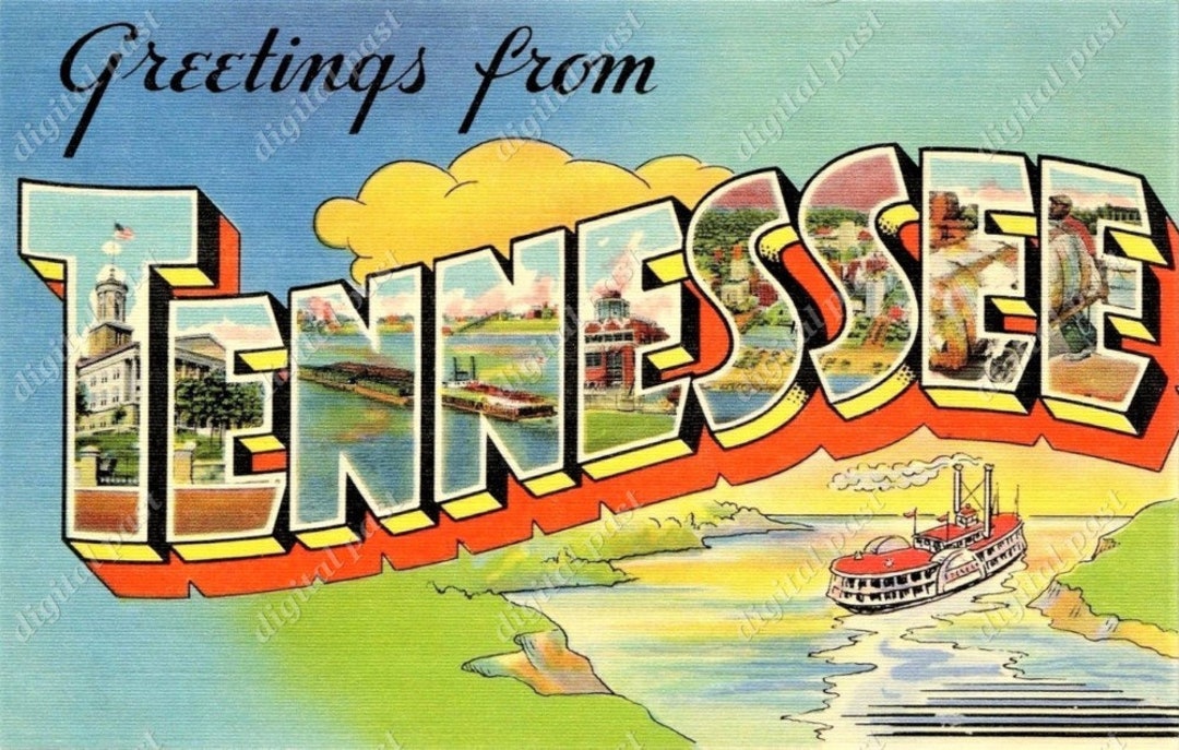 Greetings From Tennessee Vintage Postcard - INSTANT DOWNLOAD - Antique ...
