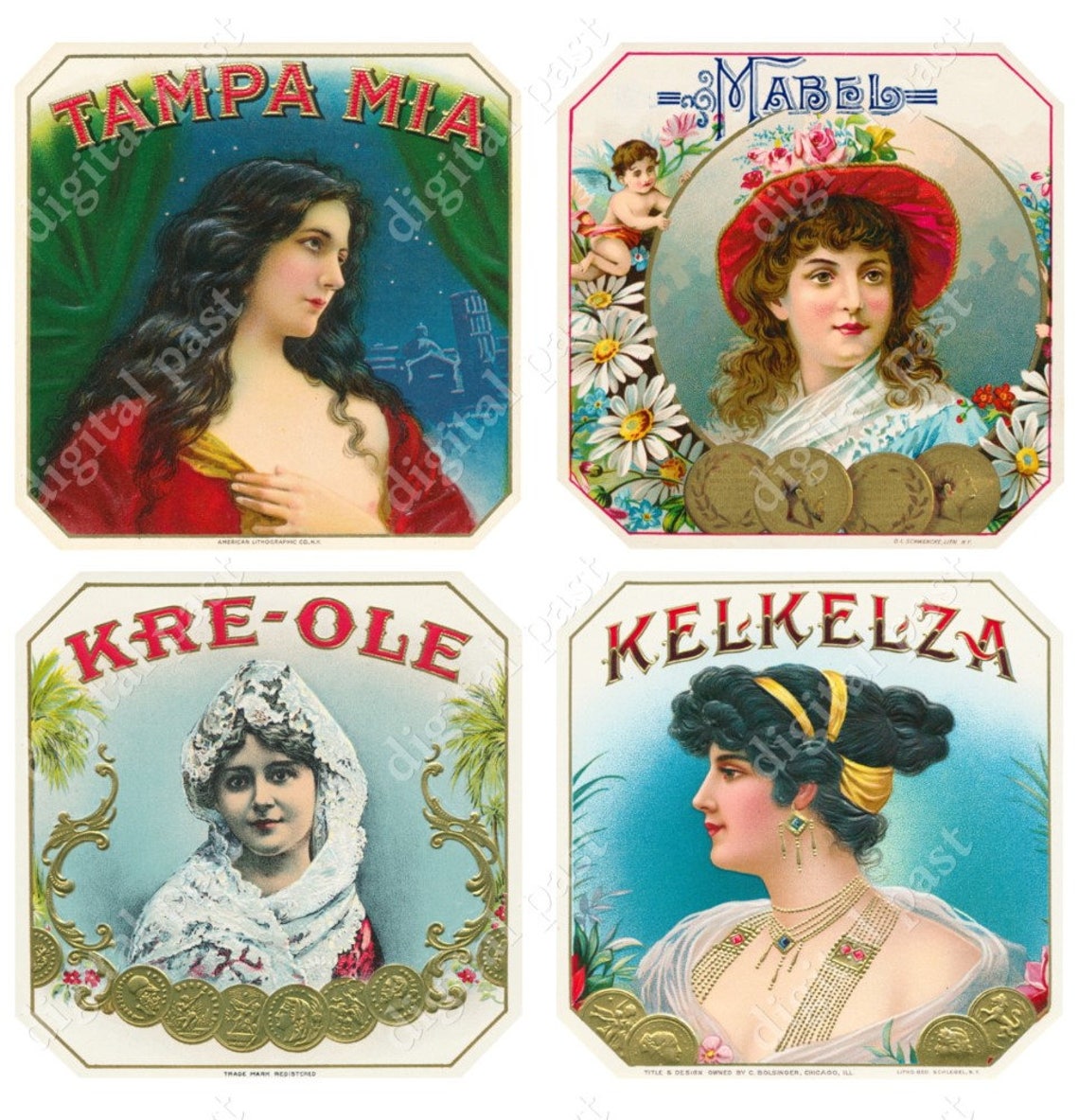 Victorian Cigar Beauties No. 2 DIGITAL COLLAGE SHEET Antique Cigar ...