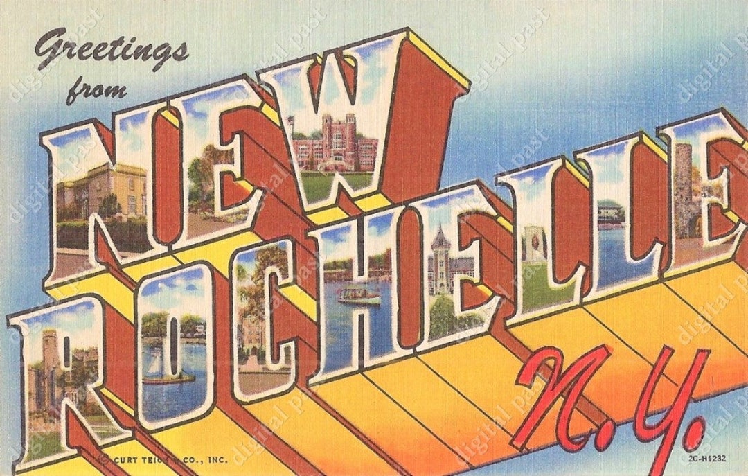 NEW ROCHELLE NY - Instant Download - Vintage Postcard Clipart, Art Deco ...