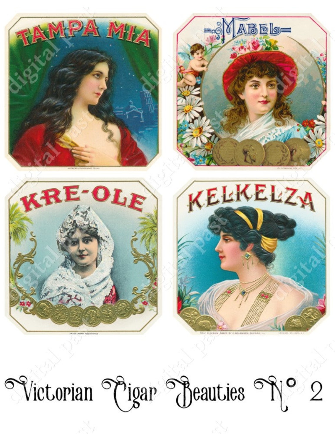Victorian Cigar Beauties No. 2 DIGITAL COLLAGE SHEET Antique Cigar ...