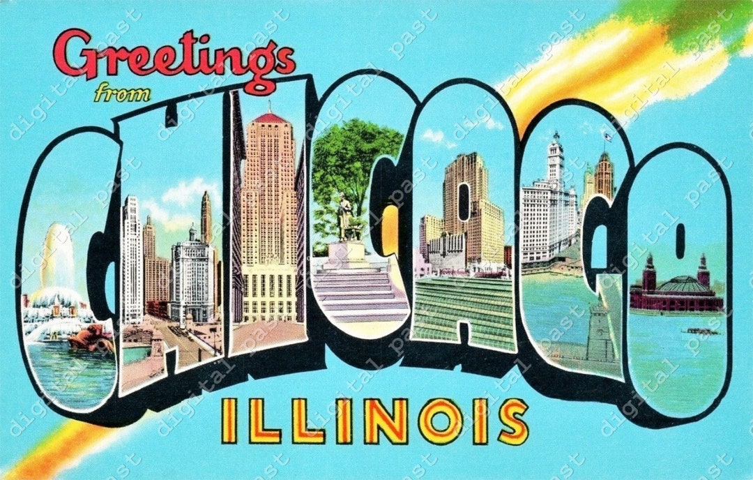 Greetings From CHICAGO Postcard Image ~ DIGITAL DOWNLOAD ~ Vintage ...