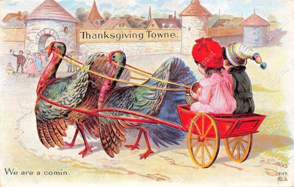 Vintage Thanksgiving Postcard - Instant Download Printable Postcard ...