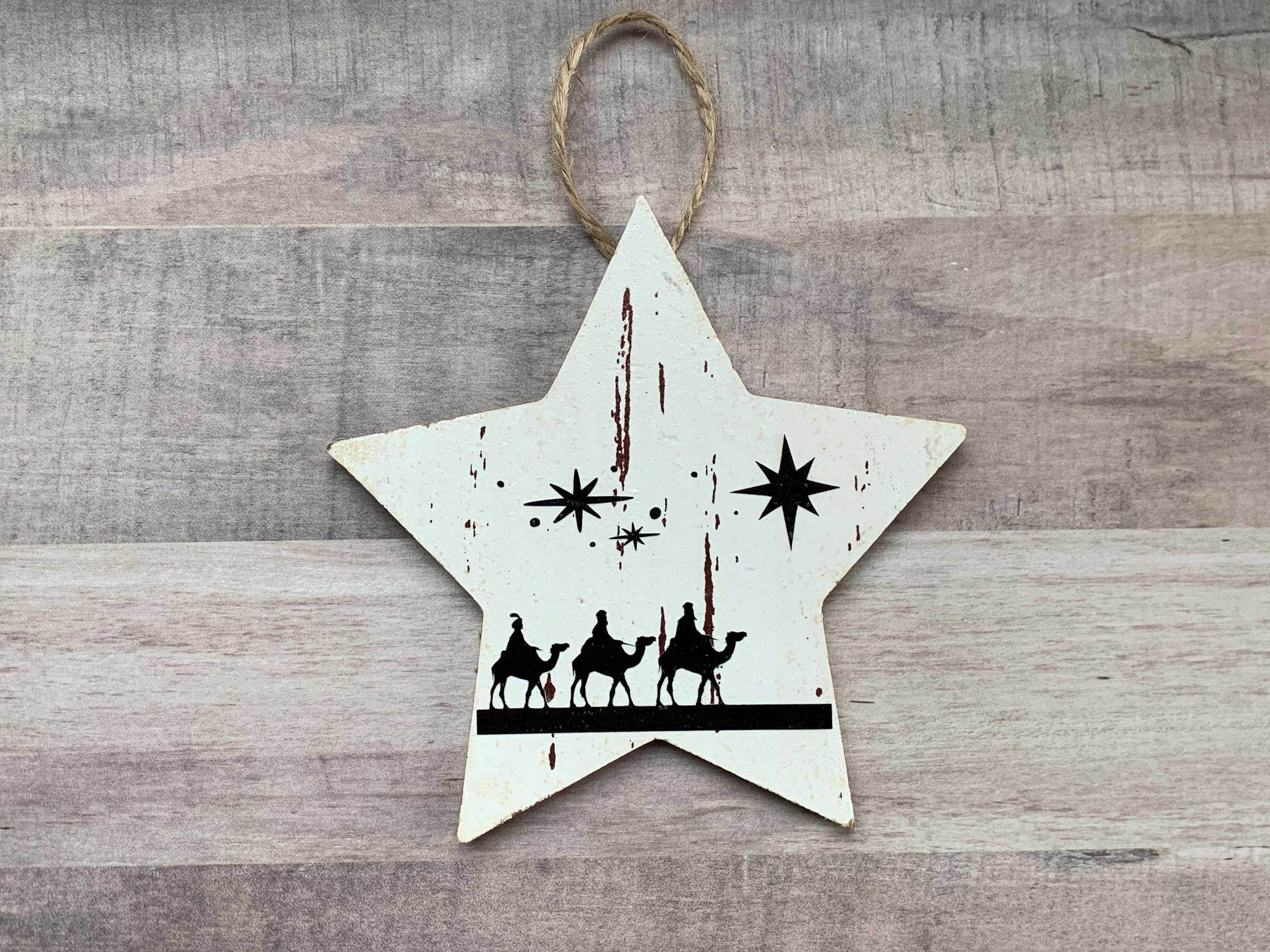 Wooden Star Shaped With Gold Nativity Scene. - Etsy