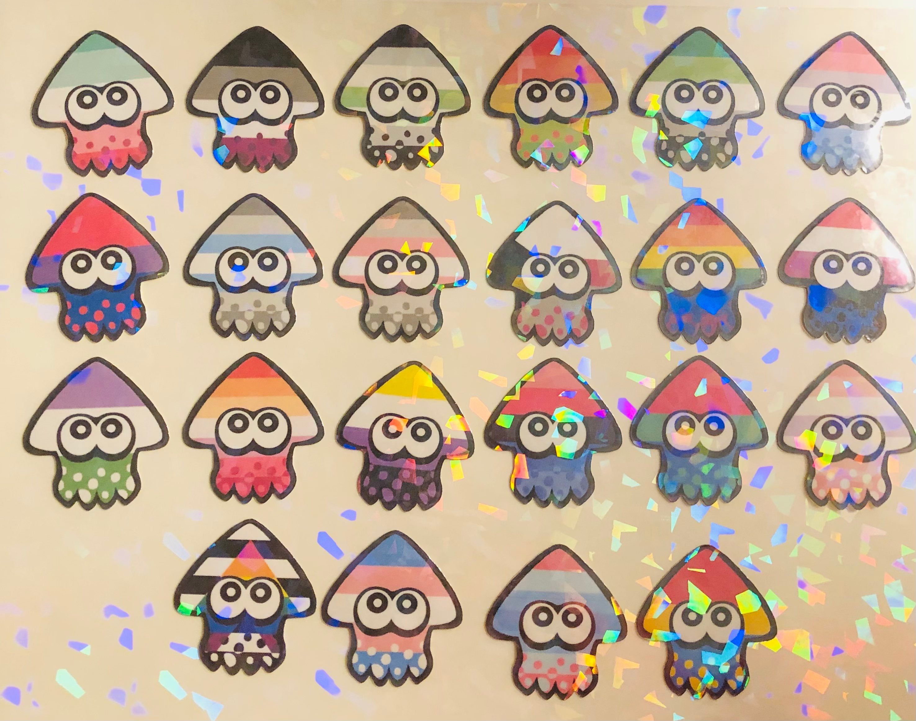 LGBT Splatoon Squid and Octo Crystal Stickers - Etsy