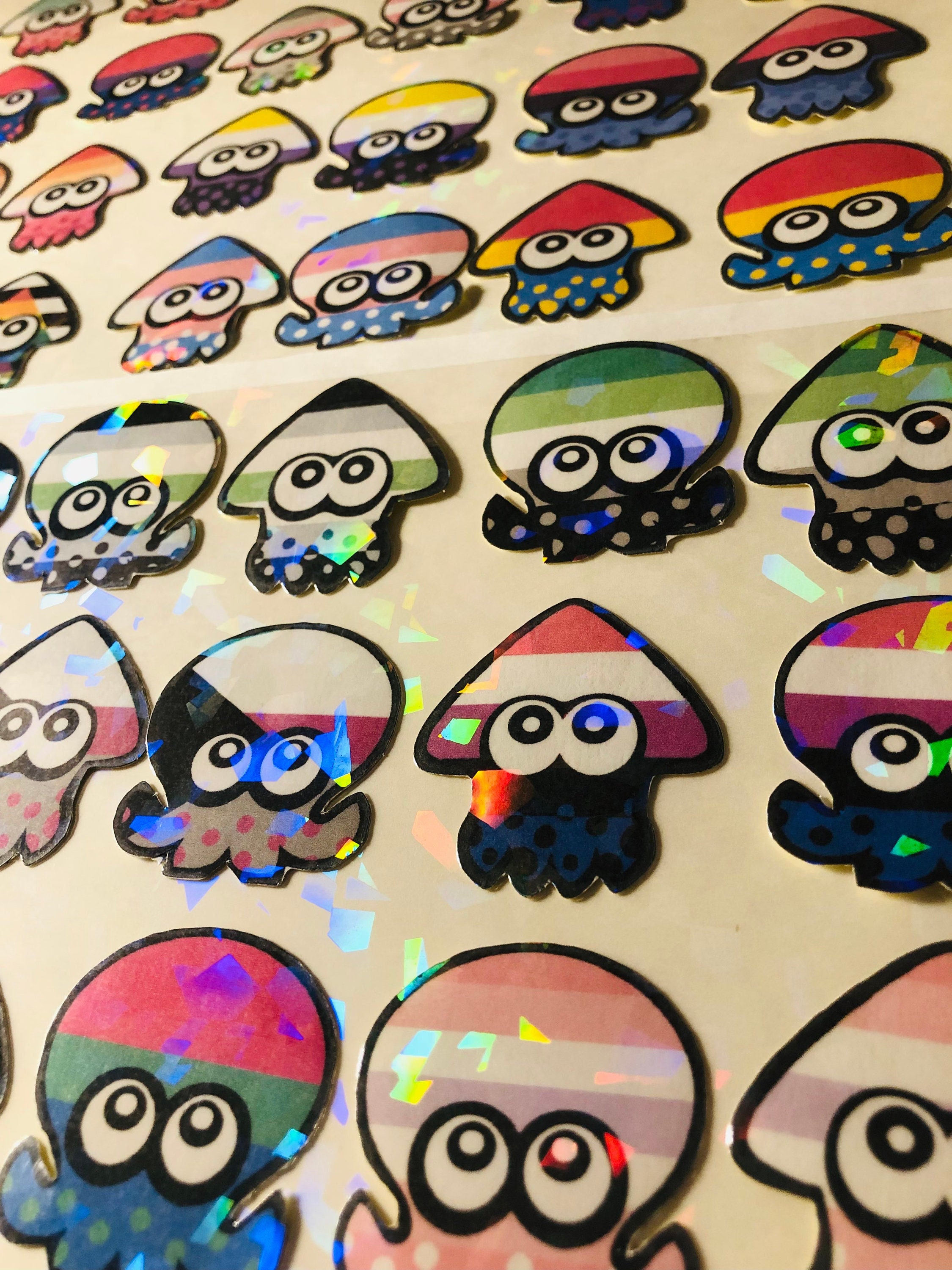 LGBT Splatoon Squid and Octo Crystal Stickers - Etsy