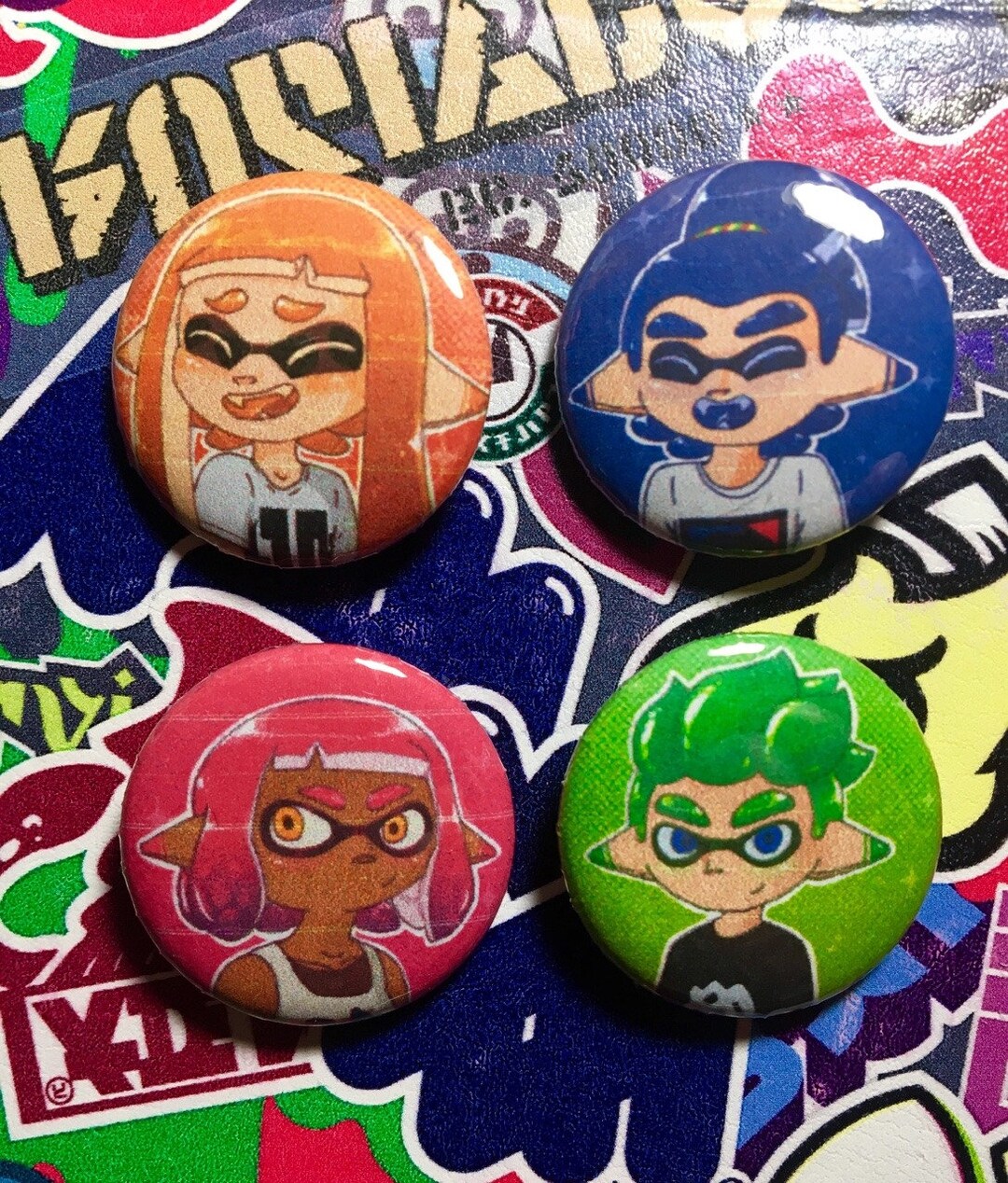 Splatoon 1 & 2 Inkling Boy and Girl Buttons (set or Pick 1) - Etsy