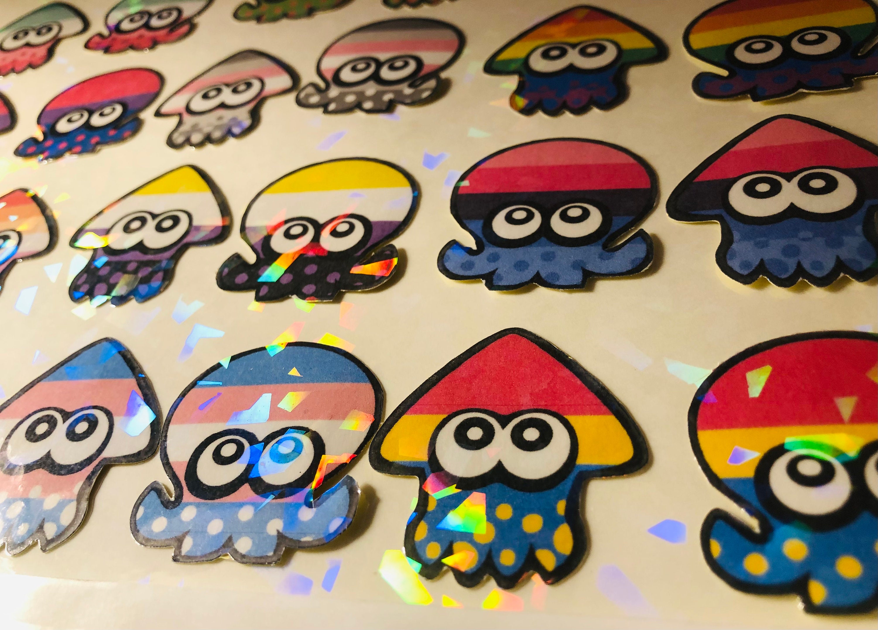 LGBT Splatoon Squid and Octo Crystal Stickers - Etsy